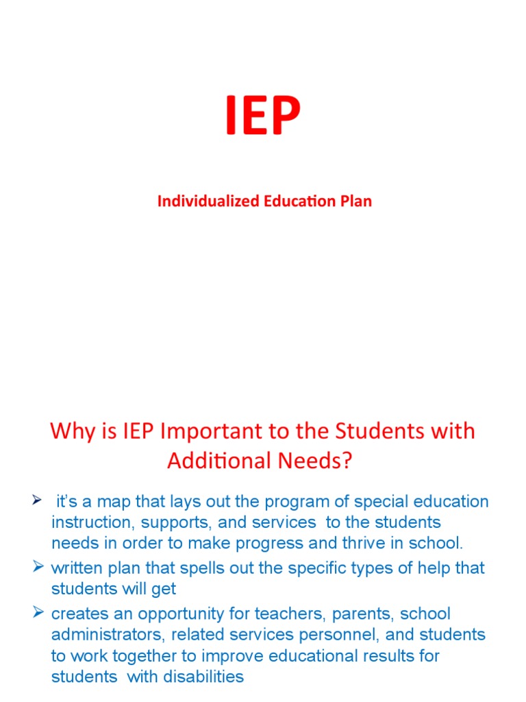 IEP - Individualized Education Plan | PDF | Individualized Education ...