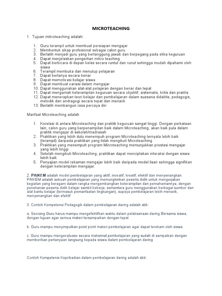 Jawaban Microteaching | PDF | Karier & Perkembangan