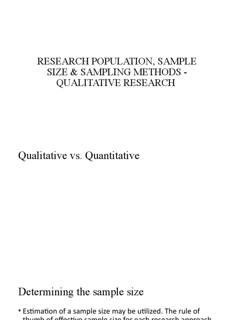 RESEARCH POPULATION, SAMPLE SIZE & SAMPLING METHODS - Qualitative ...