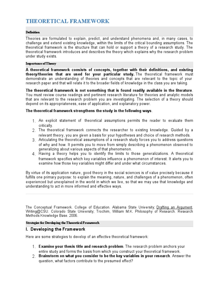Theoretical Framework: I. Developing The Framework | PDF | Schema ...