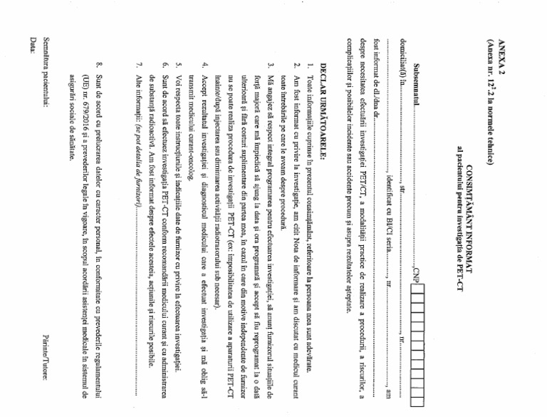 Consimtamant Informat PETCT | PDF