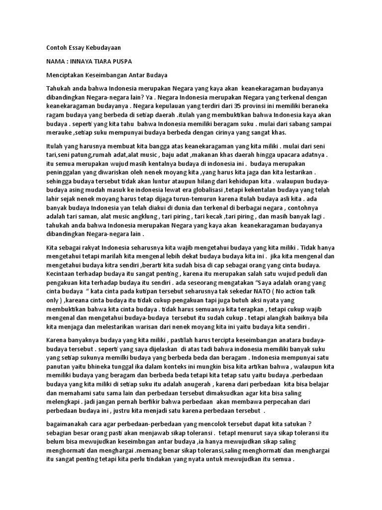 Contoh Essay Kebudayaan | PDF