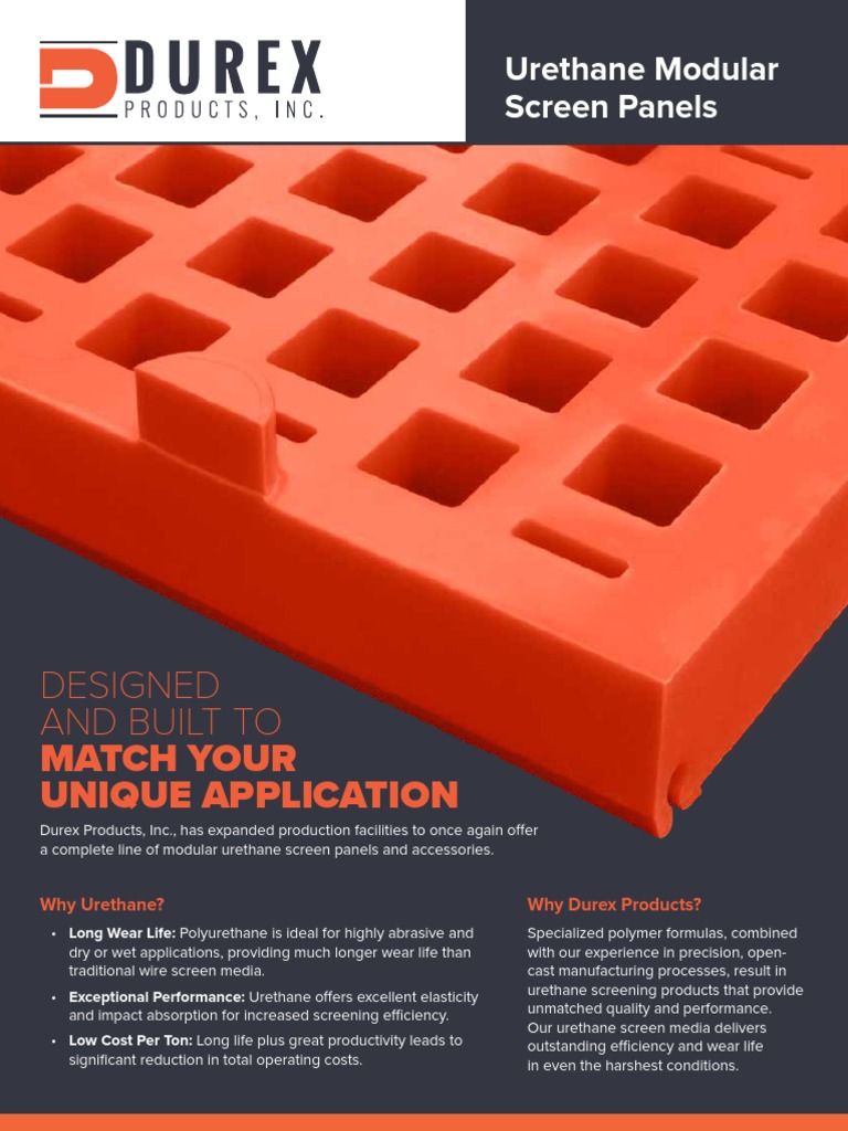 Durex Urethane Screen Panels Overview | PDF | Polyurethane | Mechanical ...