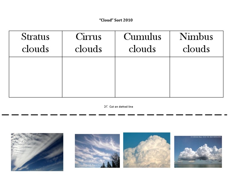Cloud Sorting Activity | PDF