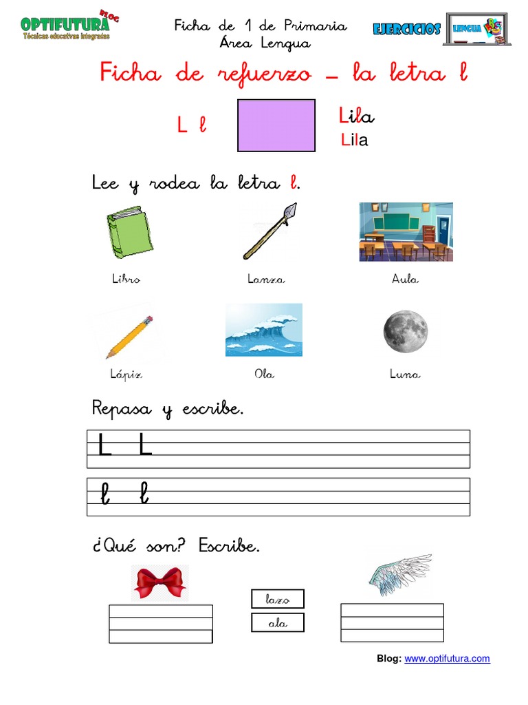 (Lengua) Ficha Refuerzo Letra L | PDF