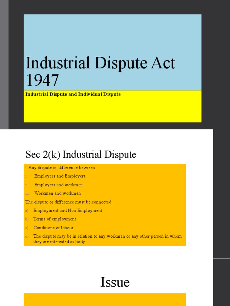 Industrial Dispute and Individual Dispute | PDF | Employment | Strike ...