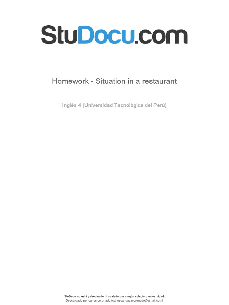 Restaurant Dialogue Homework Exercise | PDF
