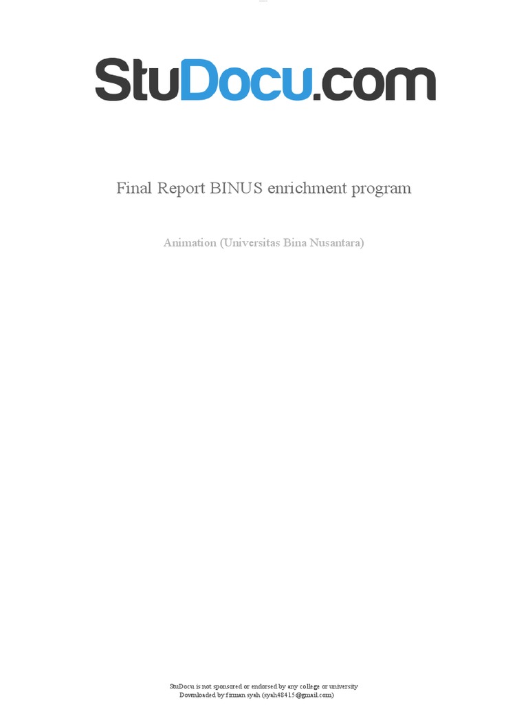 Final Report Binus Enrichment Program | PDF