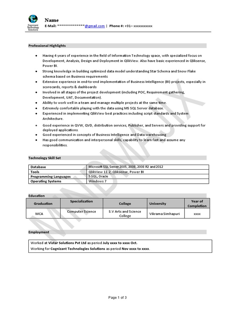 QlikSense-sample-resumes - 1 | PDF | Databases | Microsoft Sql Server