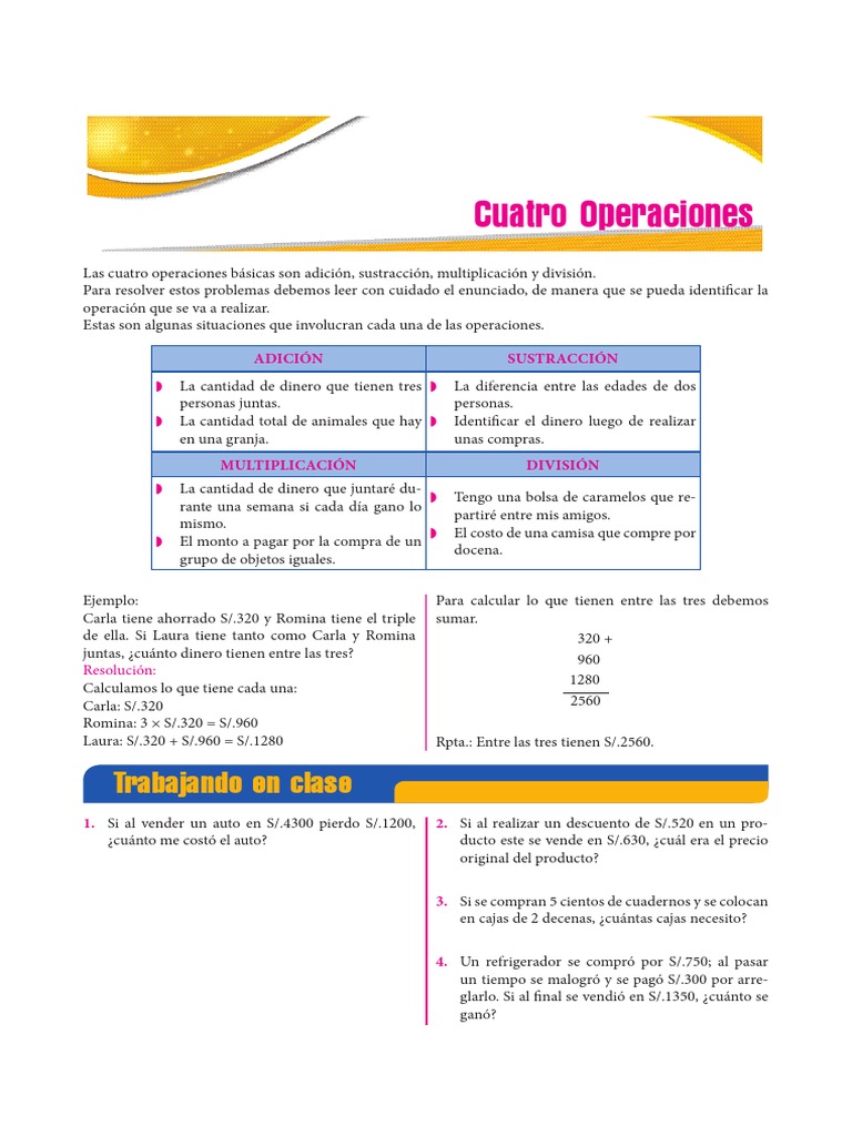 Cuatro Operaciones | PDF