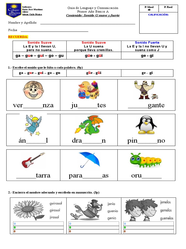 Guia Sonido G | PDF | Artes del Lenguaje y Comunicación