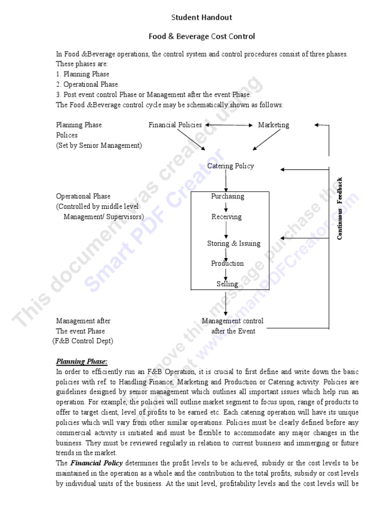 F&B Controls-BAsic Policies | PDF | Marketing | Policy