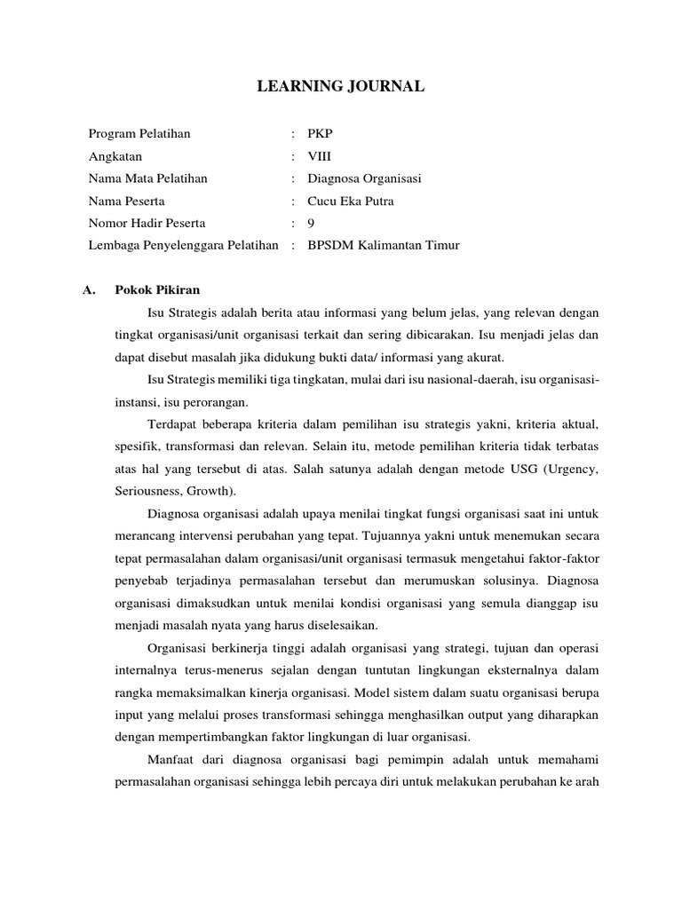 LearningJournal - Diagnosa Organisasi - Cucu Eka Putra | PDF