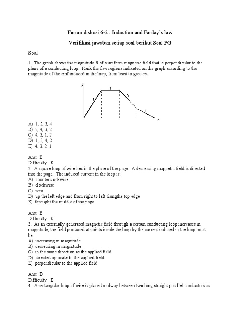 Physics Quiz on Induction Laws | PDF | Electromagnetic Induction ...