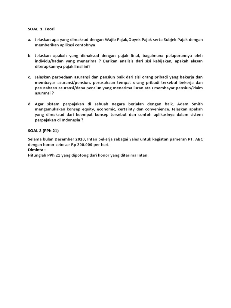 Soal Uas Perpajakan | PDF