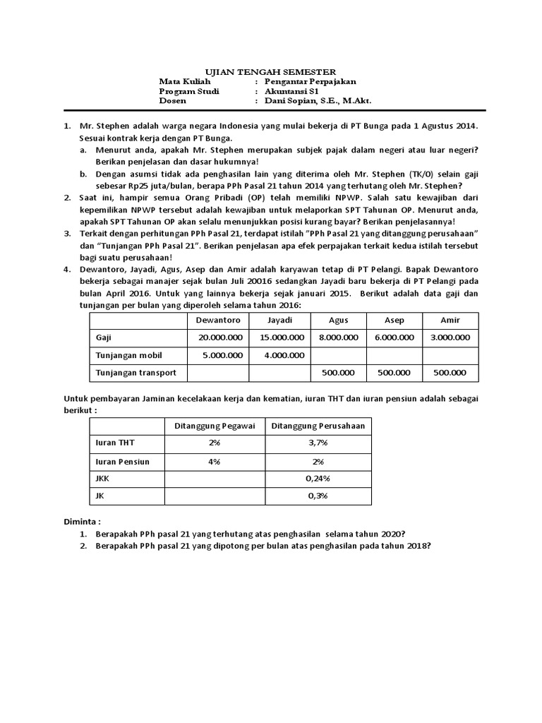 UTS Perpajakan | PDF | Karier & Perkembangan | Pengelolaan Keuangan & Uang