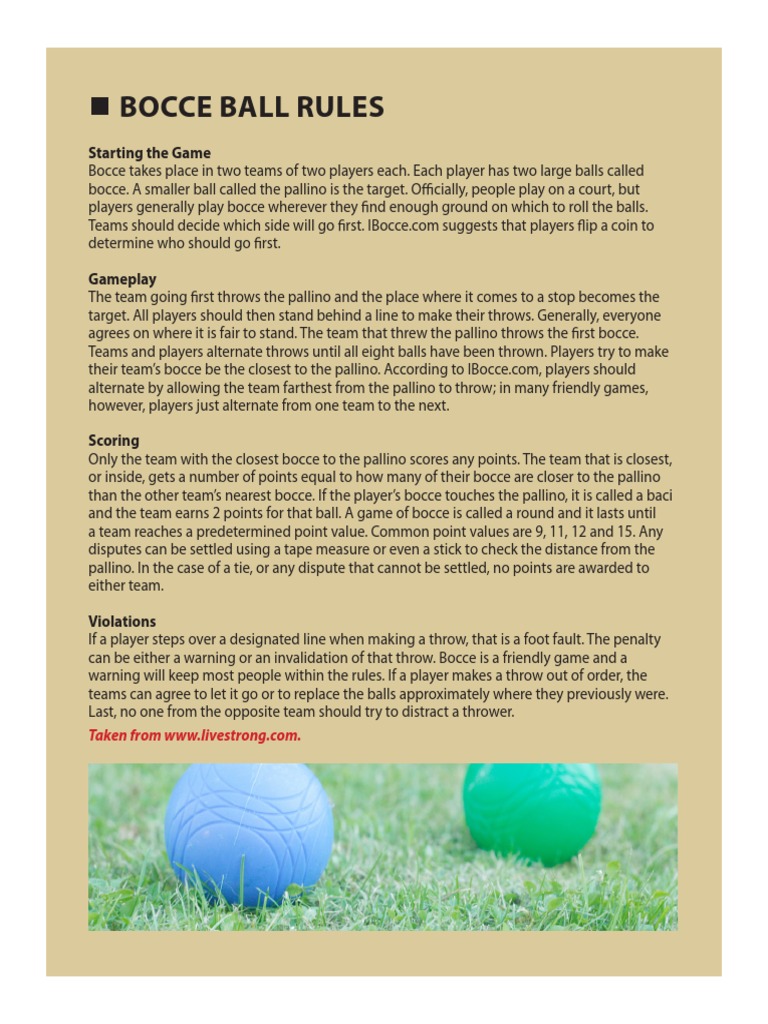 Bocce Ball Rules: Starting The Game | PDF