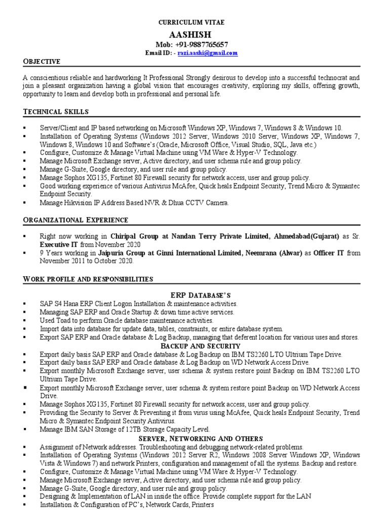 Aashish Resume 2021 - AA | Download Free PDF | Backup | Group Policy