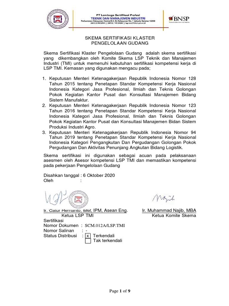 H. Skema Kompetensi Pengelolaan Gudang SCM.012A - 2 | PDF | Bisnis