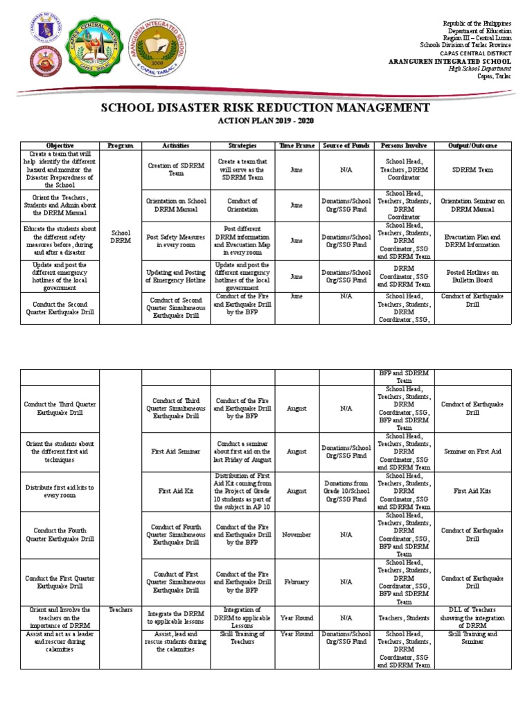 SDRRM Action Plan | PDF | Public Safety | Civil Defense