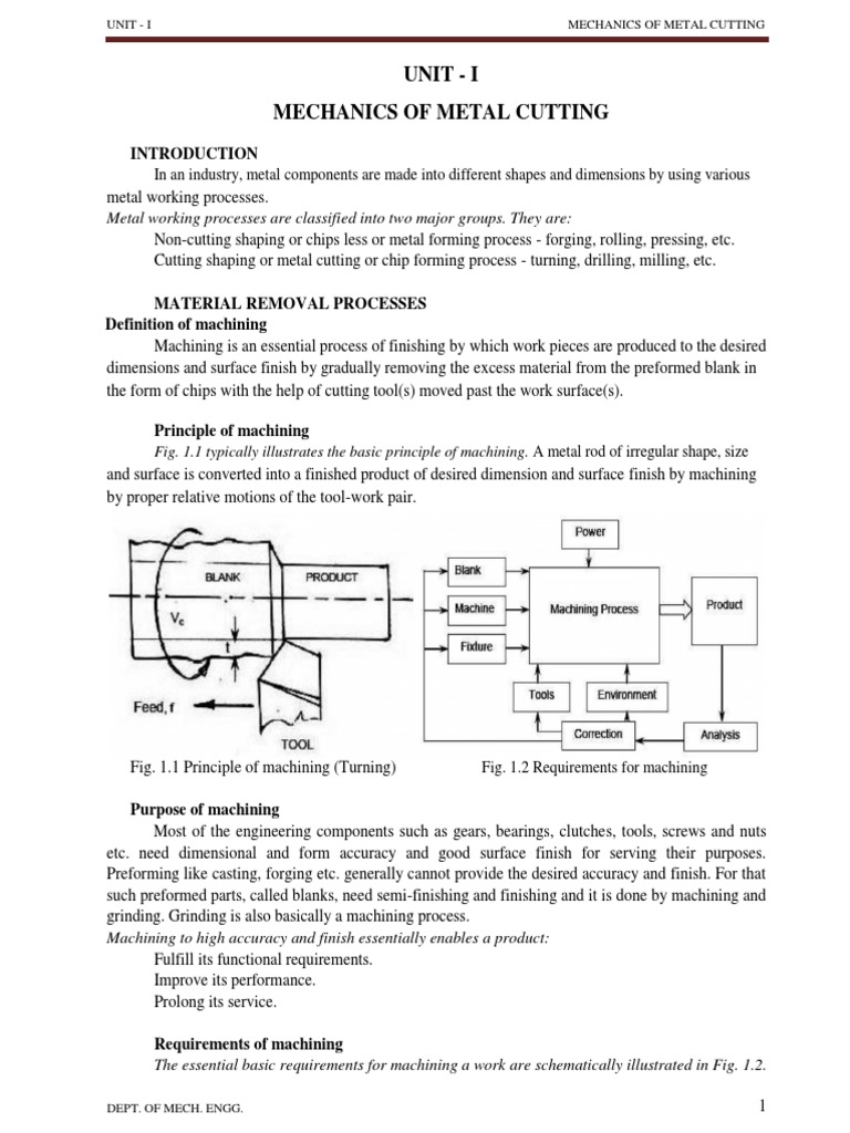 Manufacturing Technology Course Material | PDF | Machining | Plasticity ...