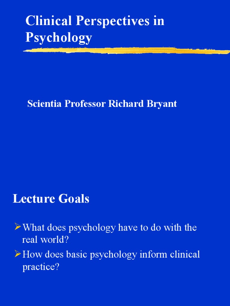Lecture 2 Clinical Perspectives (Richard Bryant) | PDF | Stress ...