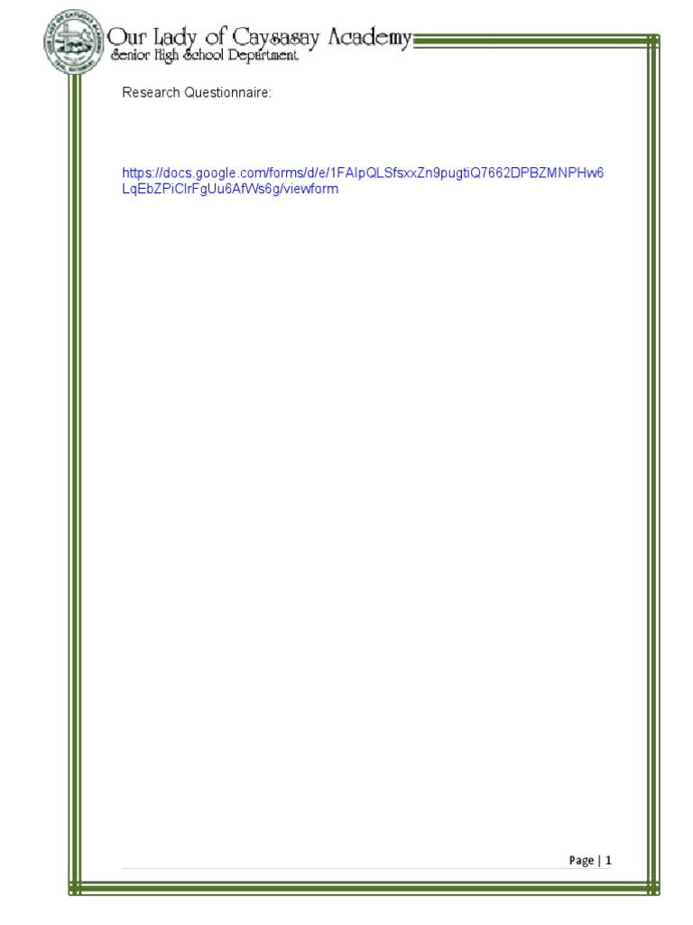 Letter and Research Questionnaire | PDF