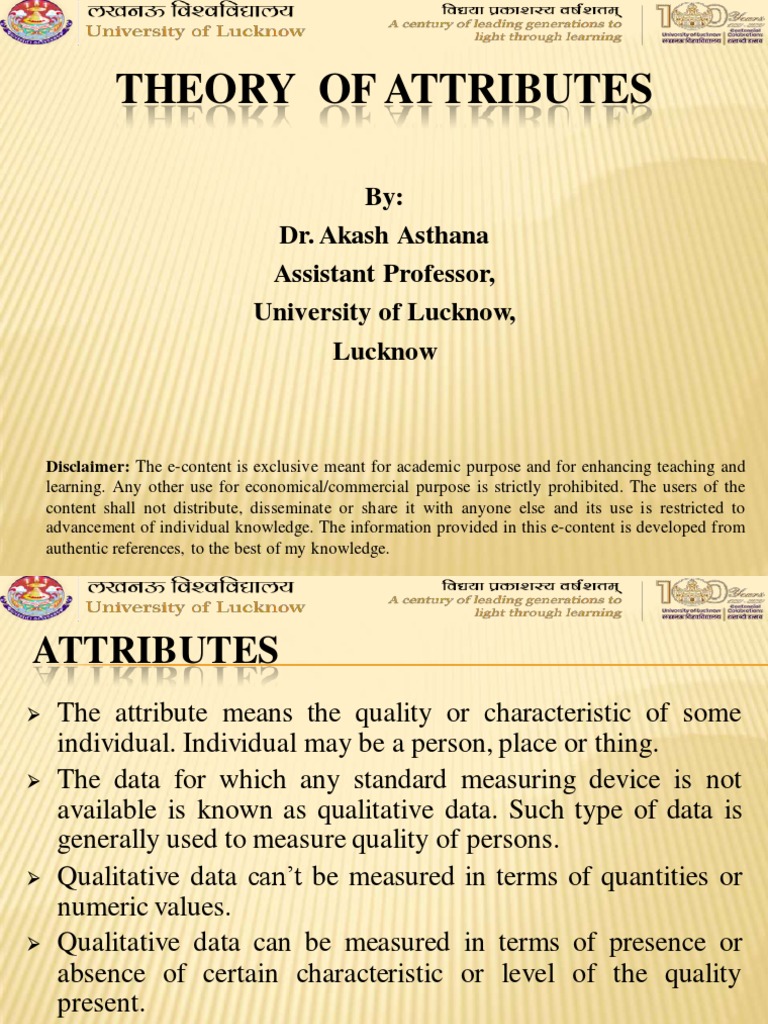 Theory of Attributes: By: Dr. Akash Asthana Assistant Professor ...