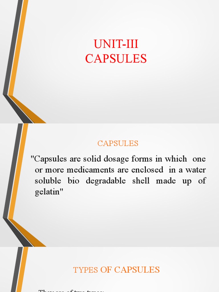 Unit-Iii Capsules | PDF | Pharmacology | Materials