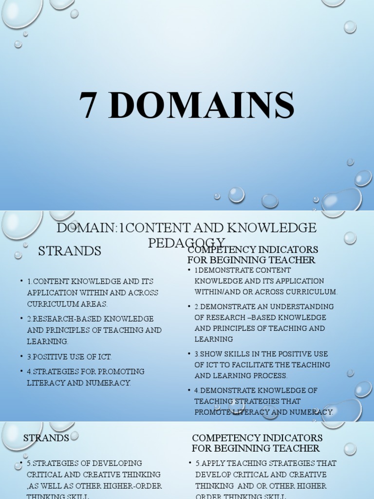 Seven Domains of Teacher Competency | PDF | Educational Assessment ...