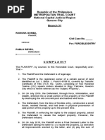 Complaint For Ejectment | PDF
