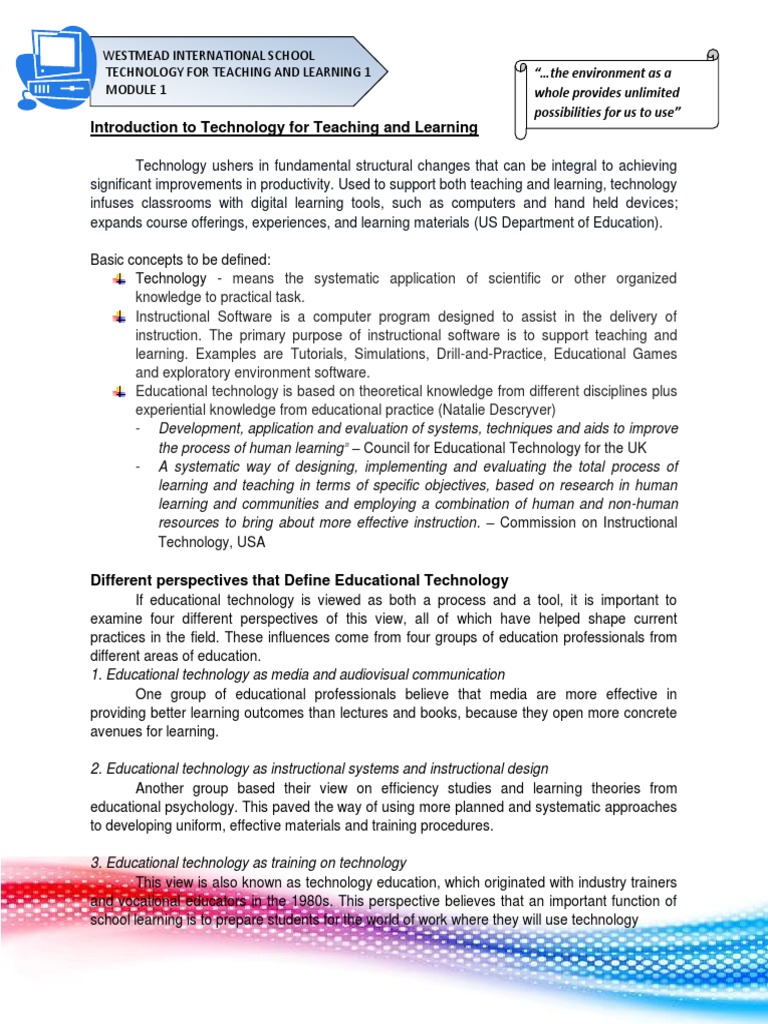 Introduction To Technology For Teaching and Learning: - Commission On ...