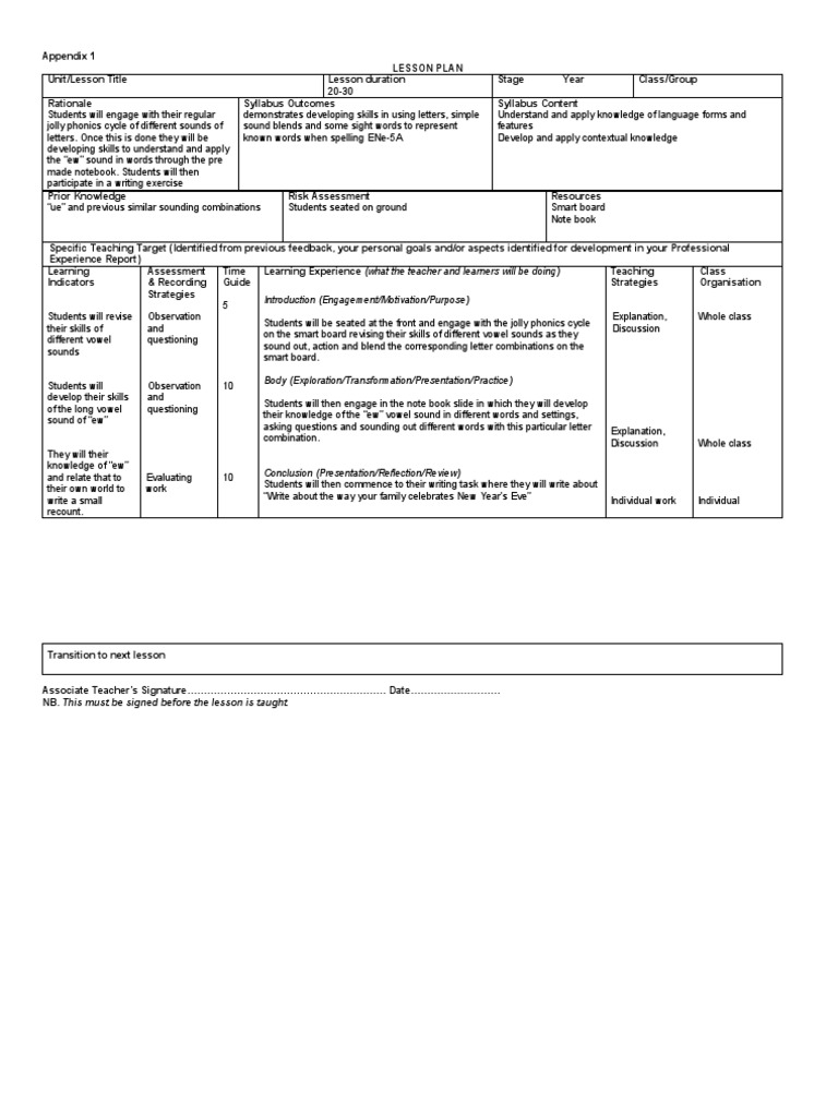 Jolly Phonics Lesson Plan | PDF | Phonics | Lesson Plan