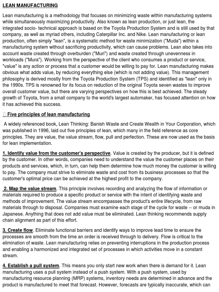 Lean Manufacturing | PDF | Lean Manufacturing | Business Process