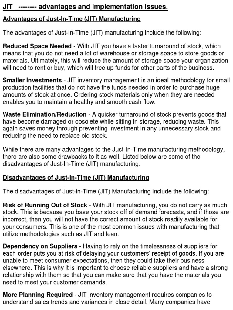 JIT | PDF | Inventory | Economies