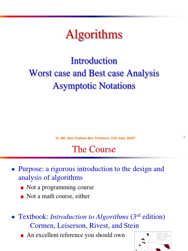 01 Introduction - Asymptotic Notation | PDF | Time Complexity | Algorithms