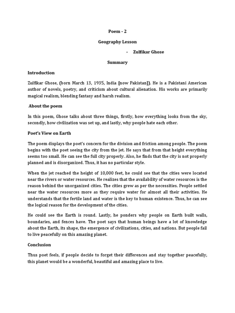 Geography Lesson Summary | PDF