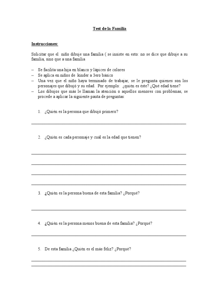 Test de La Familia | PDF