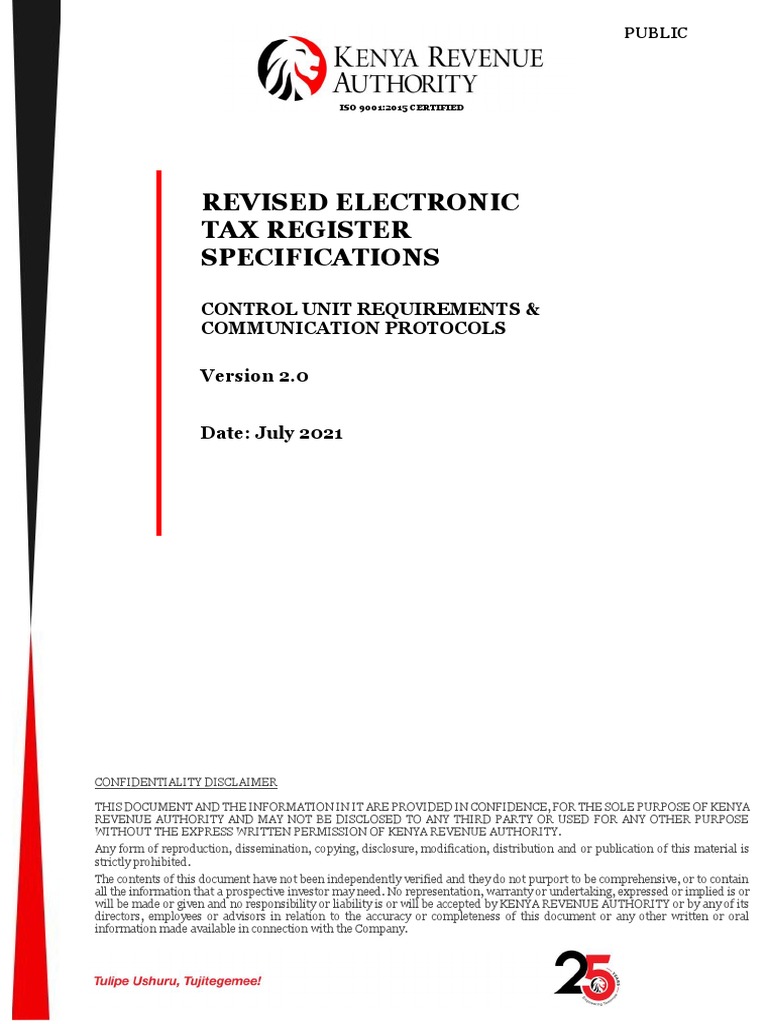 Revised Electronic Tax Register Specifications: Control Unit ...
