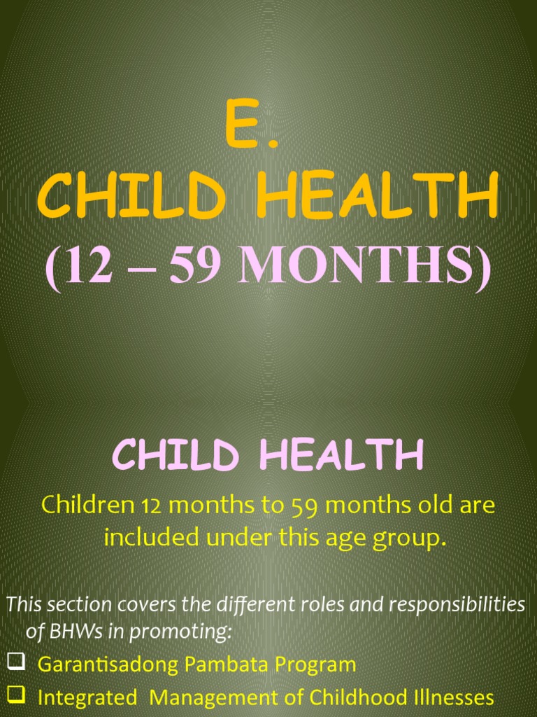 BHW TRAINING Child Healt | PDF | Diarrhea | Malnutrition