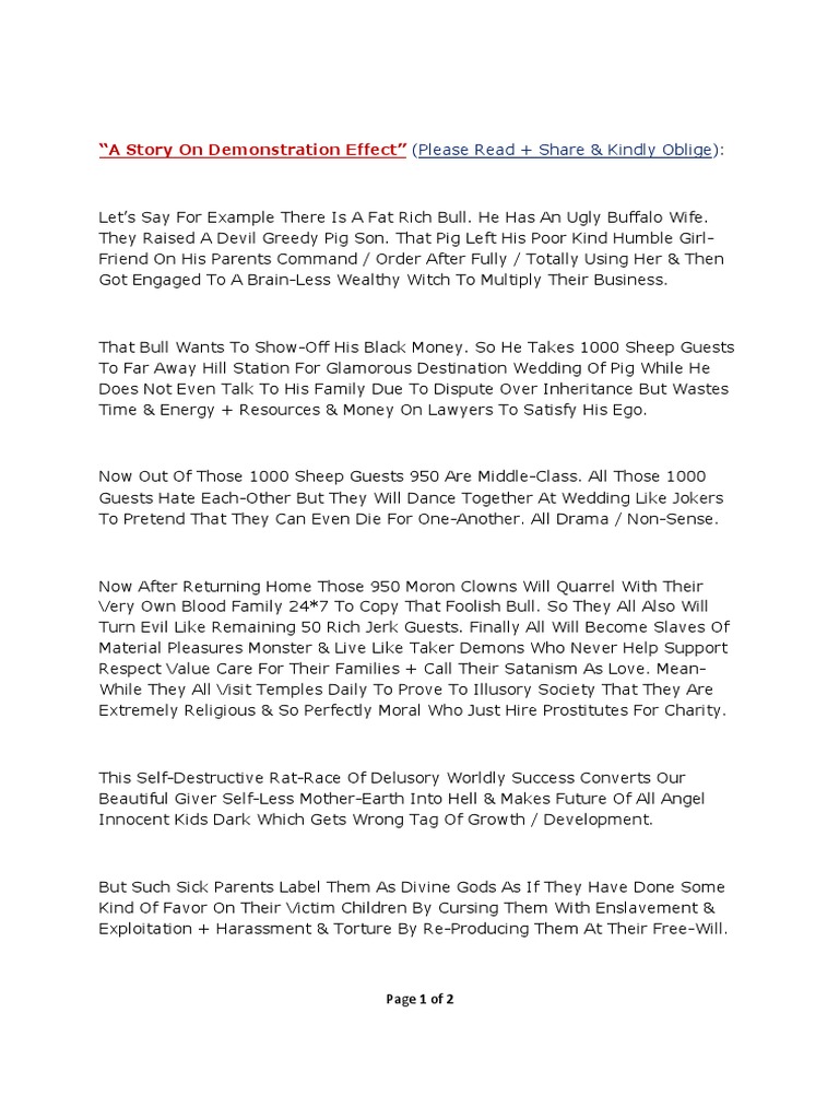 A Story On Demonstration Effect | PDF | Religious Belief And Doctrine
