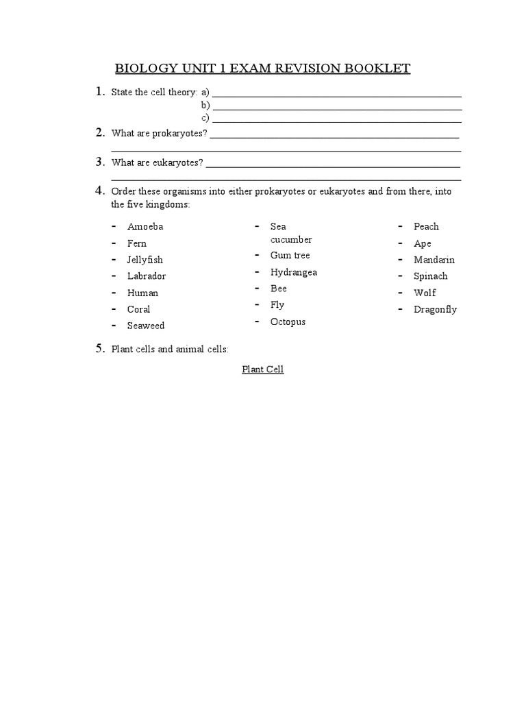 3059biology Unit 1 Exam Topics | PDF | Eukaryotes | Endoplasmic Reticulum