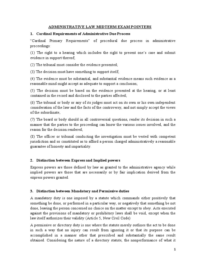 Administrative Law Midterm Review | PDF | Rulemaking | Tribunal