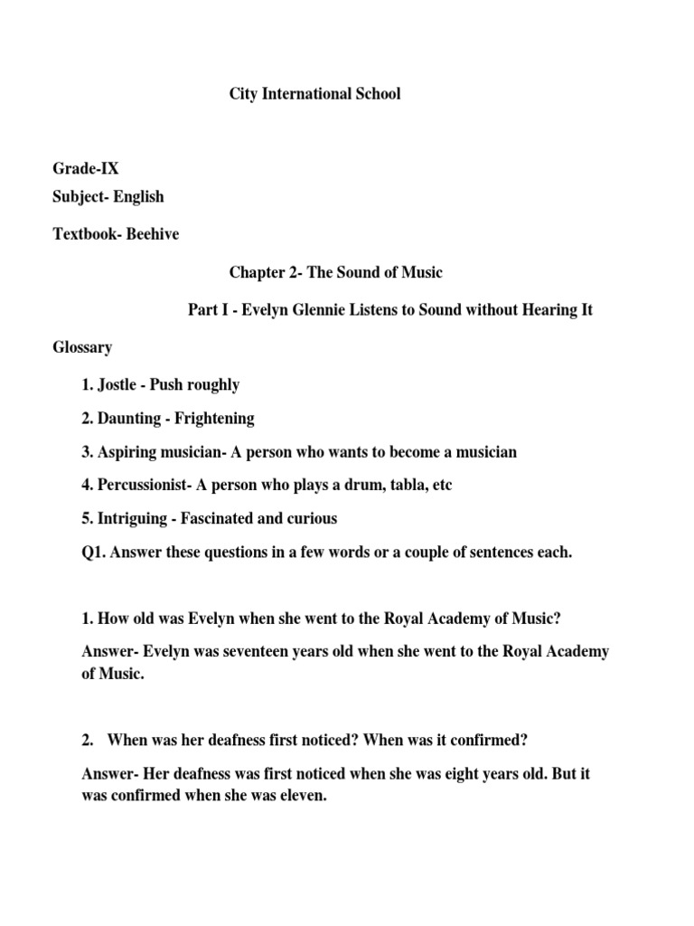 English Class 9 The Sound of Music Part 1 | PDF | Sound