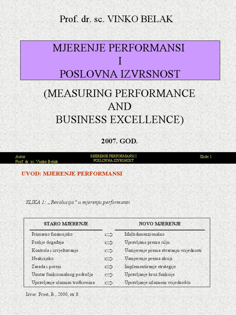Mjerenje Performansi I Poslovna Izvrsnost | PDF