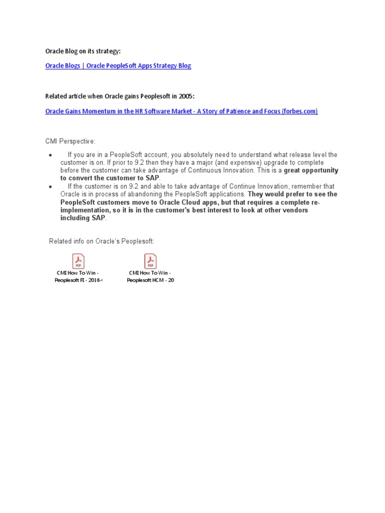 Oracle Blogs - Oracle Peoplesoft Apps Strategy Blog | PDF | Business
