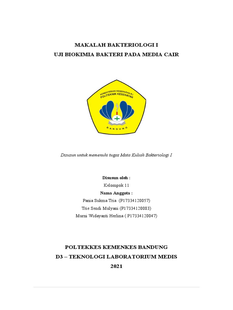 Kelompok 11 - 1B - UJi Biokimia Bakteri Pada Media Cair | PDF