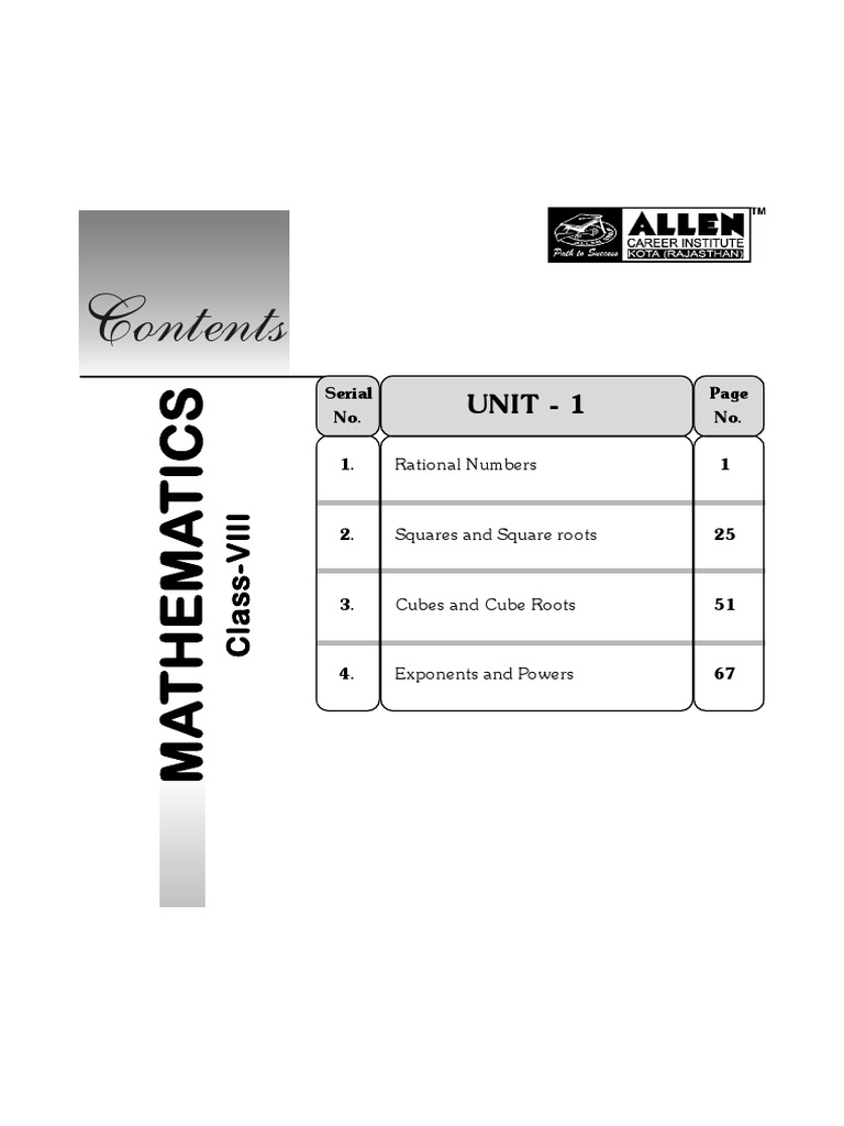 Unit - 1: Serial No. No | PDF | Numbers | Integer