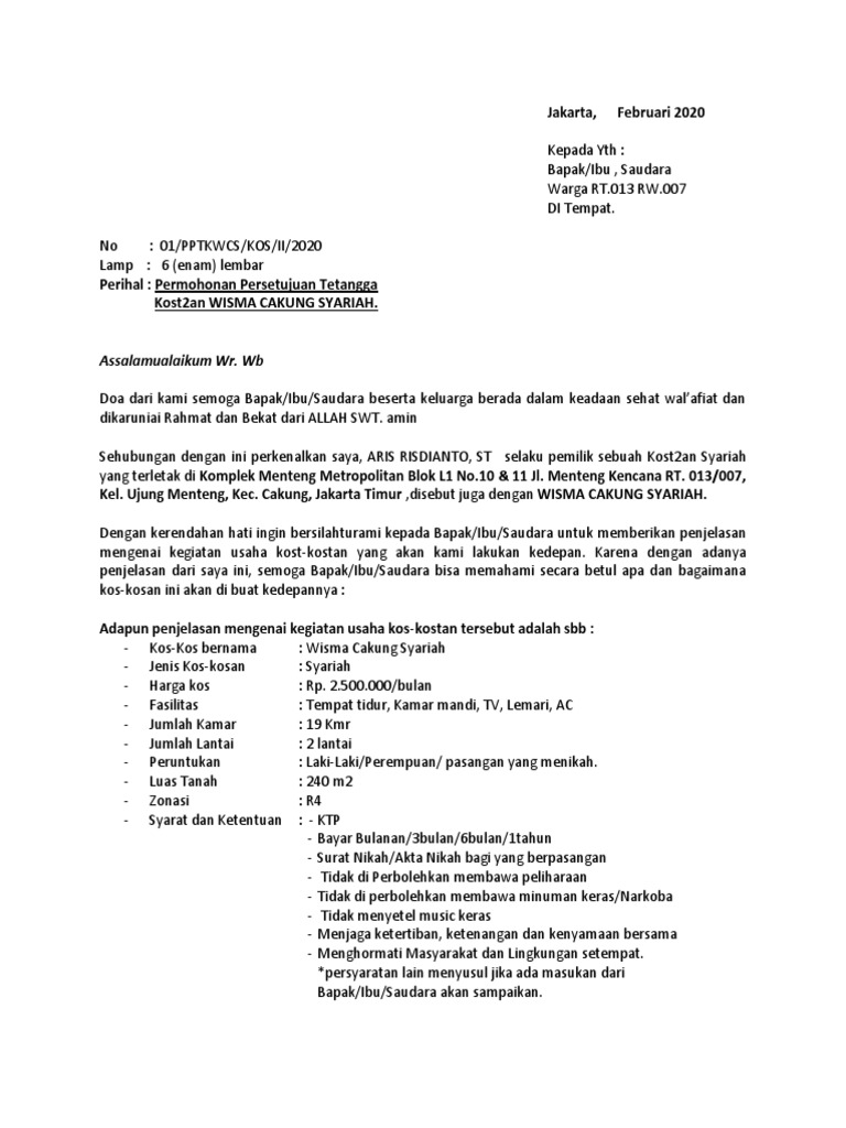 Surat Permohonan Proposal Tetangga | PDF
