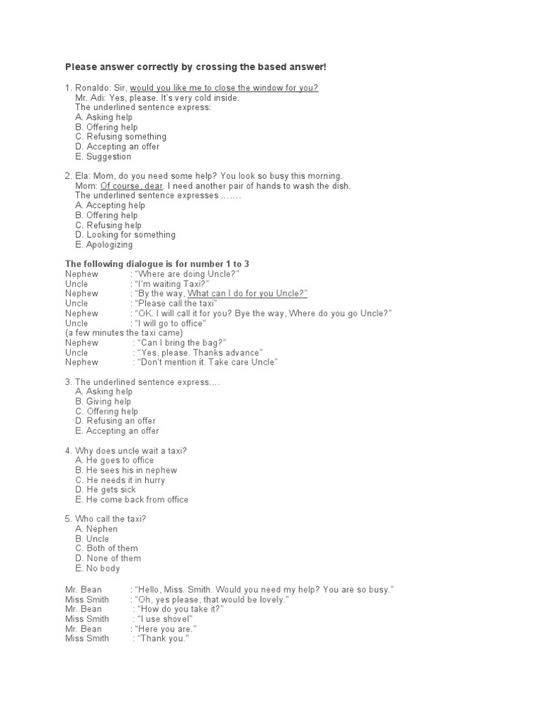 Soal Tentang Offering Help | PDF